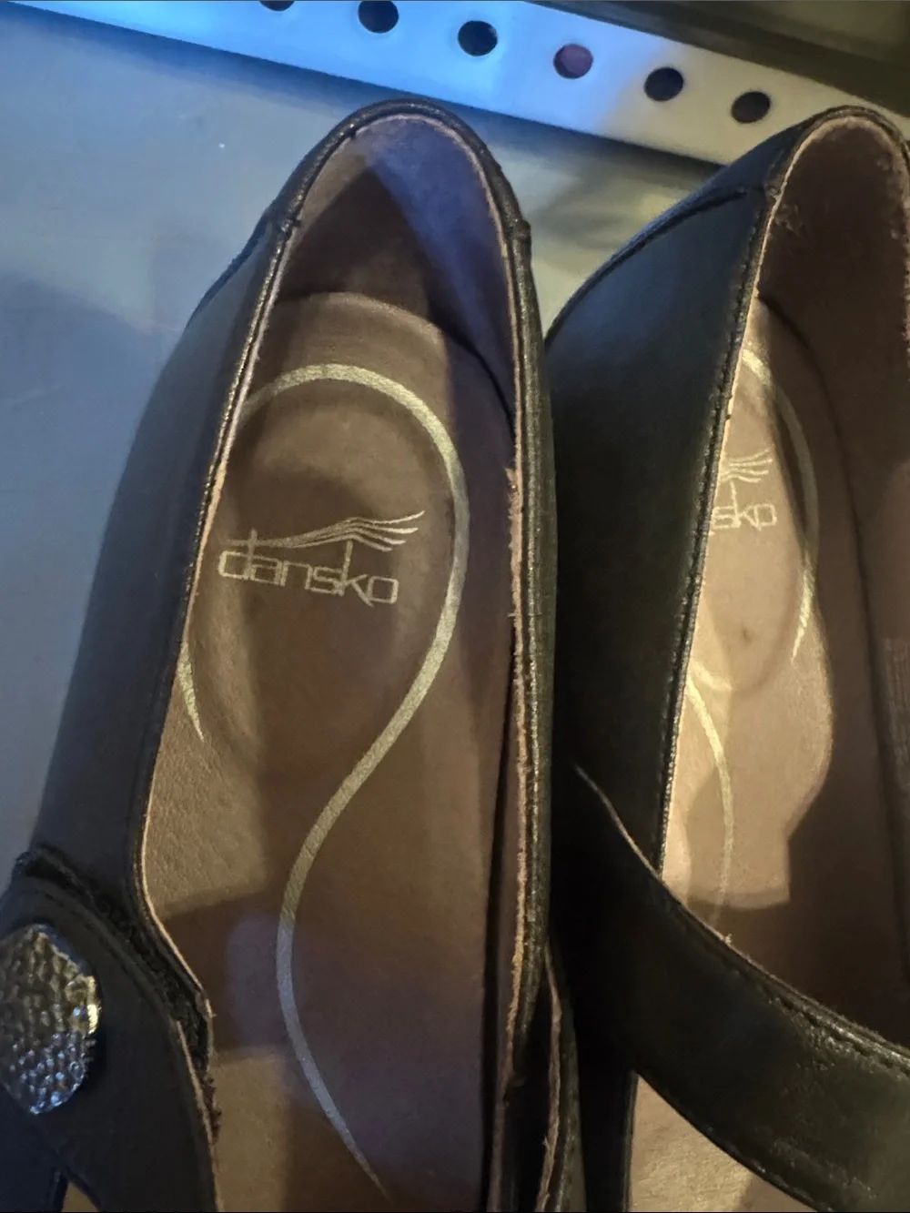 Dansko | Shoes | Dansko Black Leather Mary Jane Flats With Decorative ...